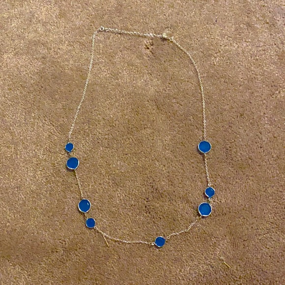 Jewelry | Silver Plated Blue Plastic Gem Necklace | Poshmark